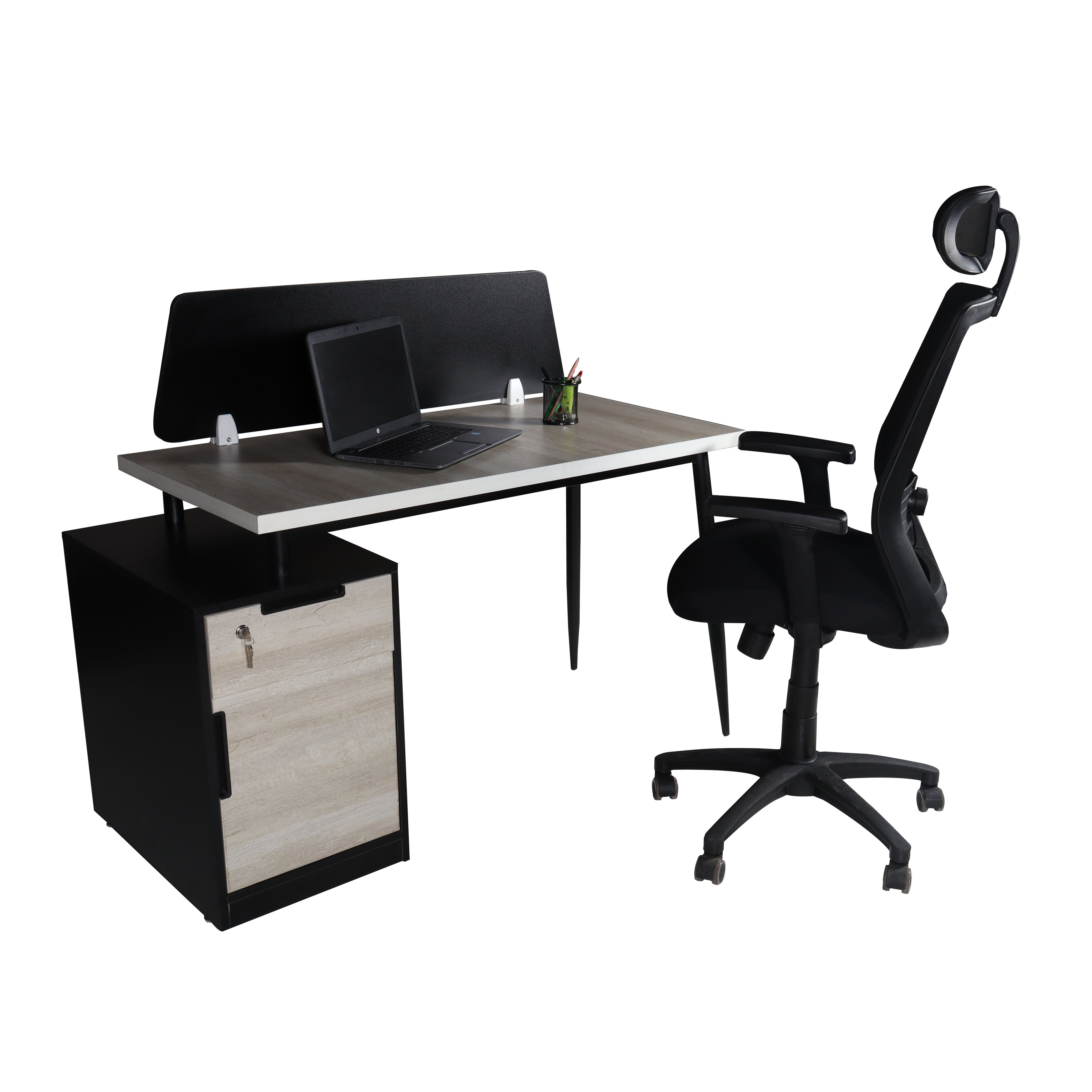 Creek Workstation Linear for 1 Person, with Partition and with storage ...